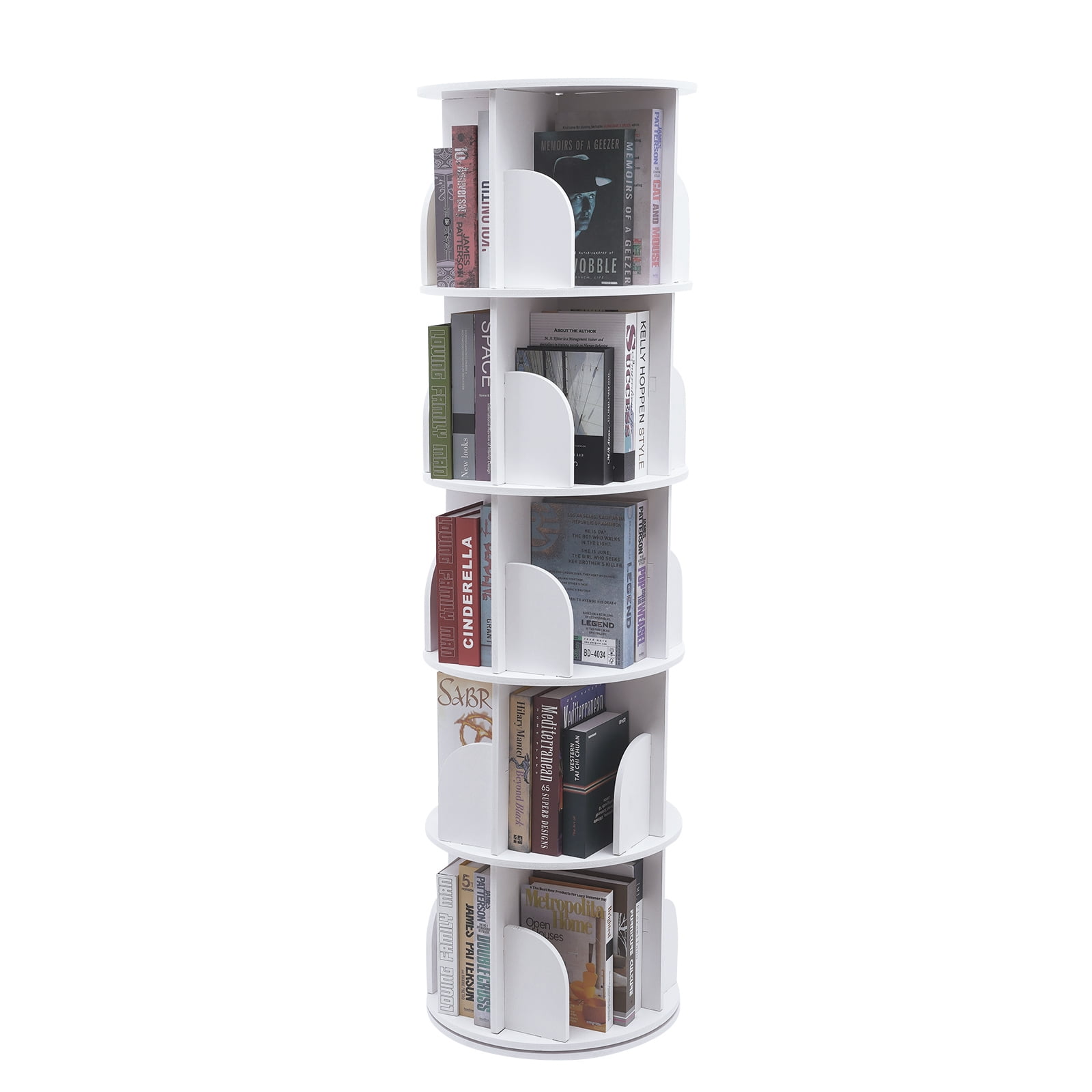 Dwellnix Rotating Bookshelf Revolving Bookcase Spinning Book Shelf 5 ...