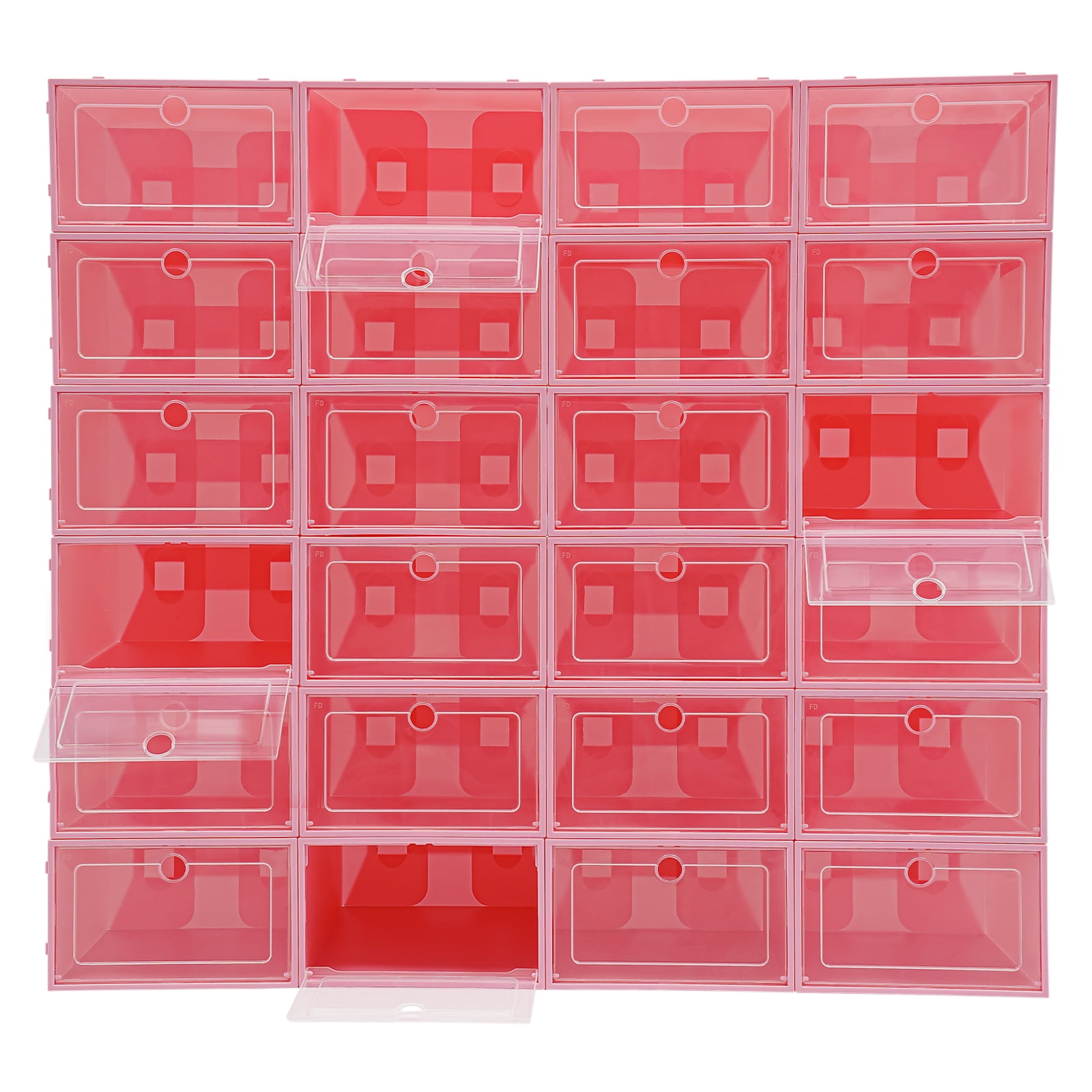 ChicHomey Shoe boxes 24 stackable box pink transparent shoe box with ...