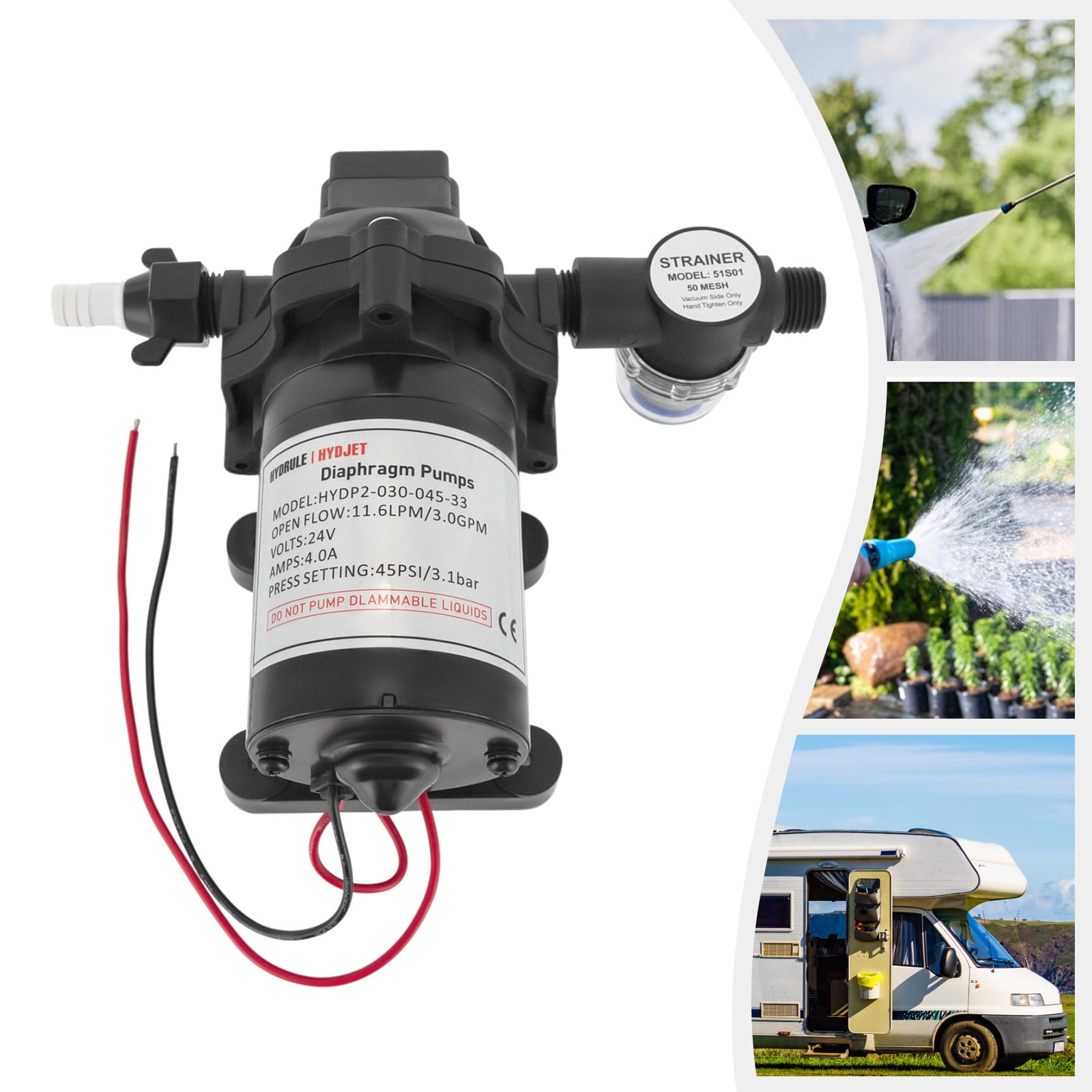 ChicHomey Small Diaphragm Pressure Water Pump, 24V, 45PSI Pressure ...