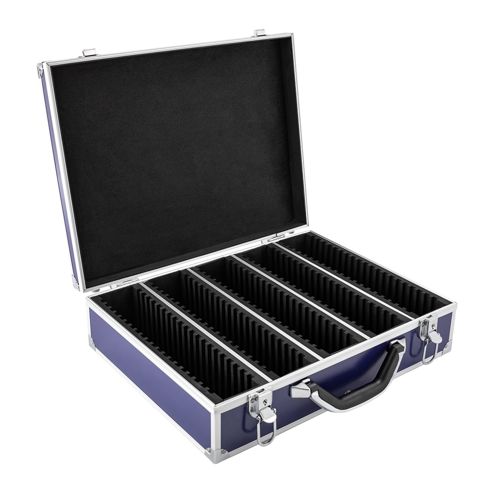 ChicHomey Storage Display Aluminum Blue Box Case Holds 100 Coin Holders ...