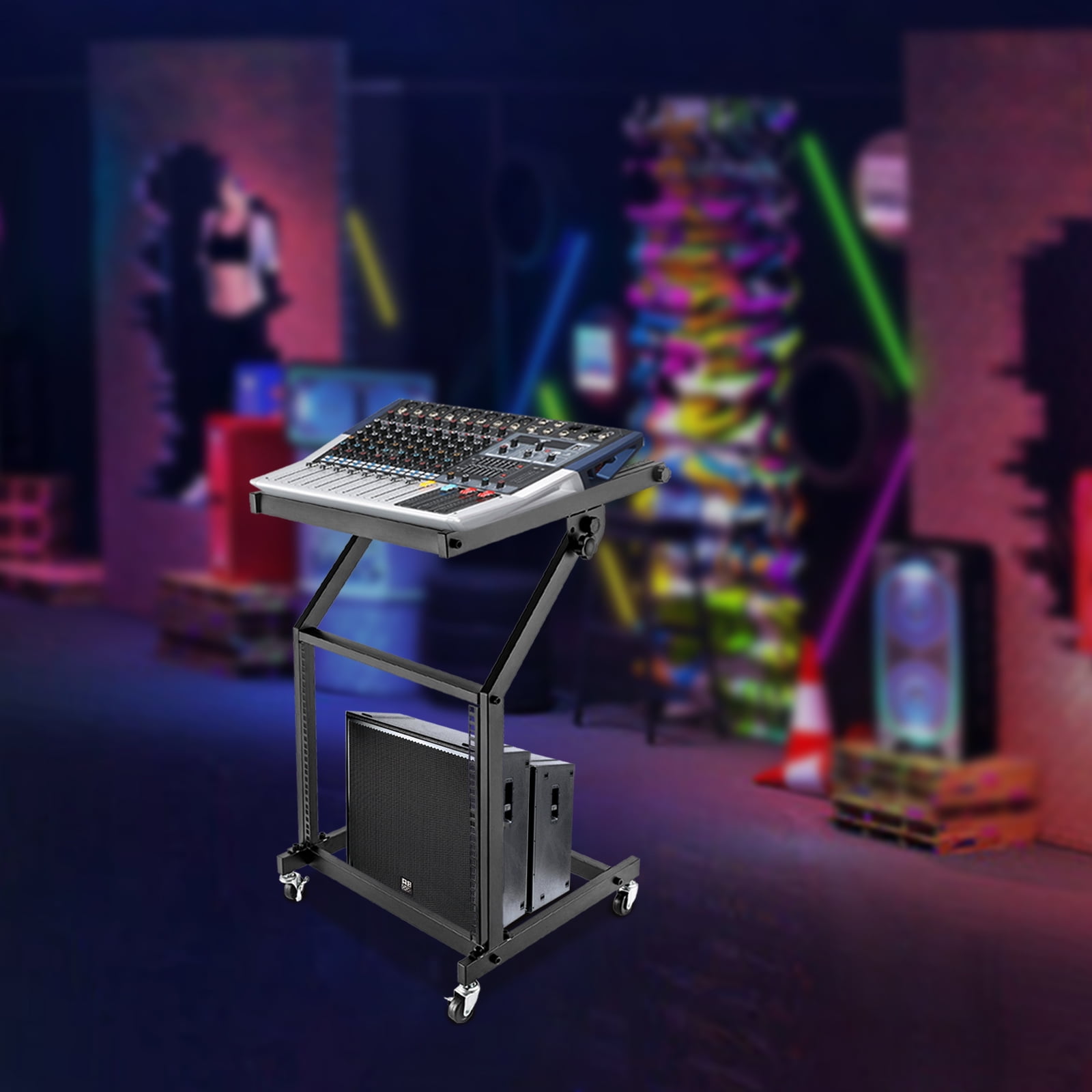 ChicHomey Studio Mixer Stand DJ Cart 9U Rolling Rack Studio Equipment ...
