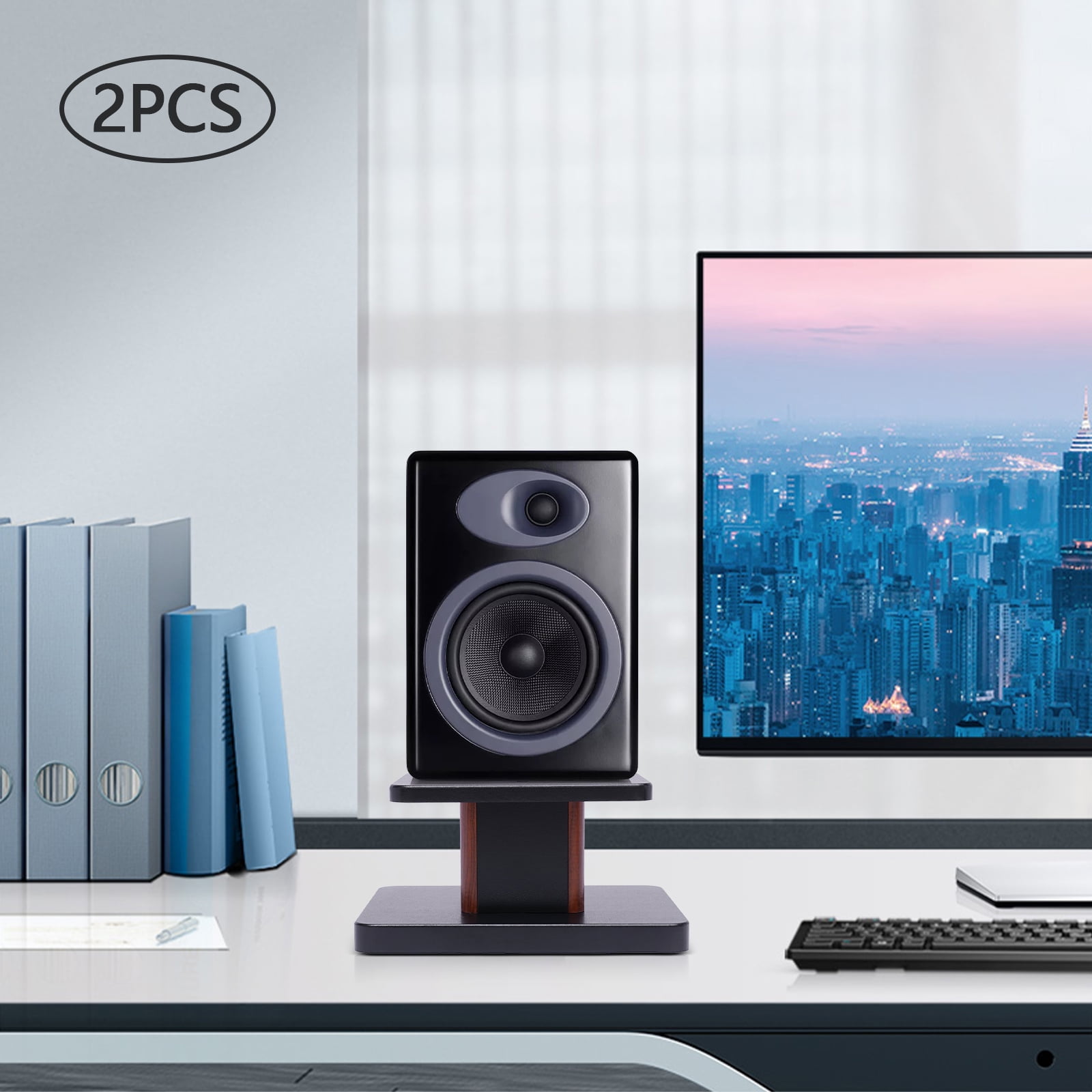 ChicHomey Sturdy Speaker Stand with Anti-Slip Pads and Cable Organizers ...