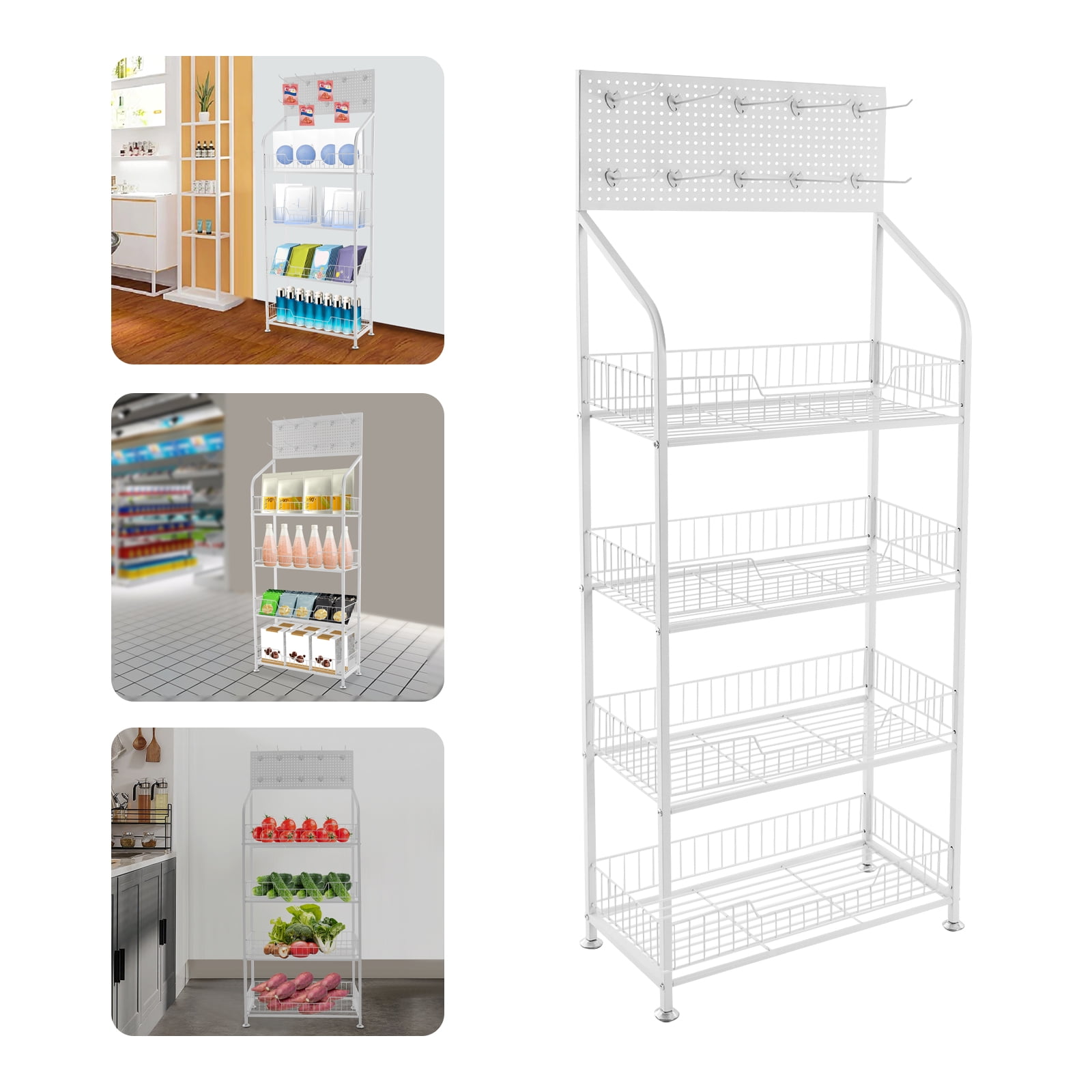 ChicHomey Stylish White 4-Tier Retail Display Rack with Adjustable ...