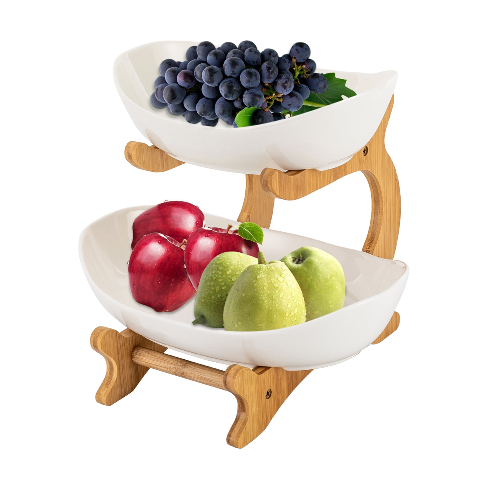 ChicHomey Two-tiered Fruit Bowls, Anti-slip Fruit Bowl Set, Raised ...