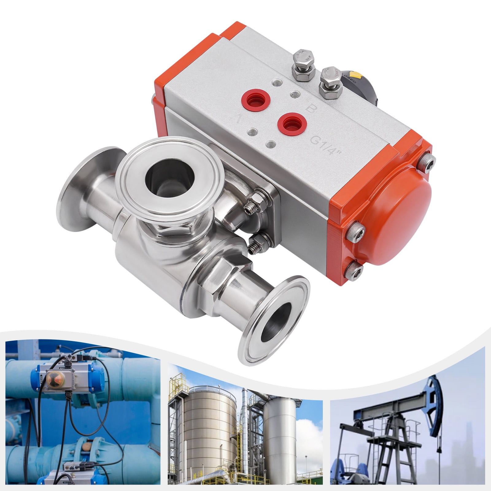 ChicHomey Type Tri Clamp Sanitary Pneumatic Ball Valve 3 Way Stainless ...