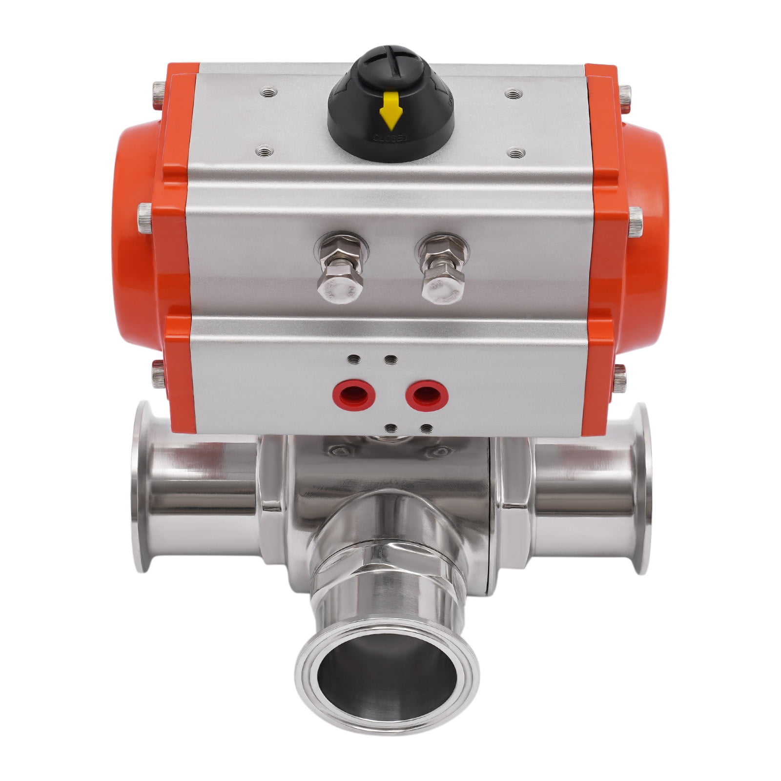ChicHomey USA 3 Way 304 Stainless Steel Ball Valve 2 Pneumatic Sanitary ...