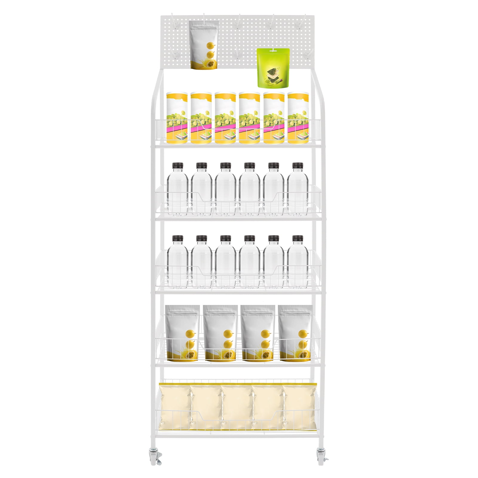 ChicHomey Versatile 5-Tier Retail Display Rack in White with Adjustable ...