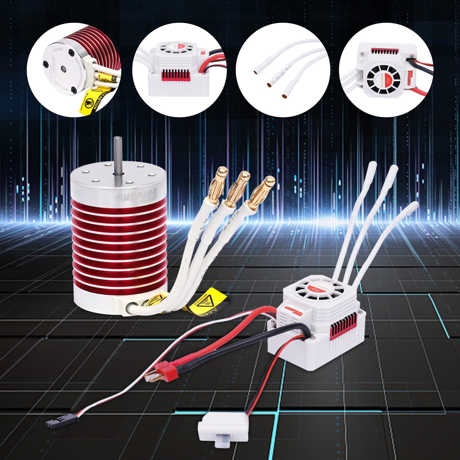 ChicHomey Waterproof Brushless Motor 45A ESC Combo Set Fit 1 10 1 12 RC ...