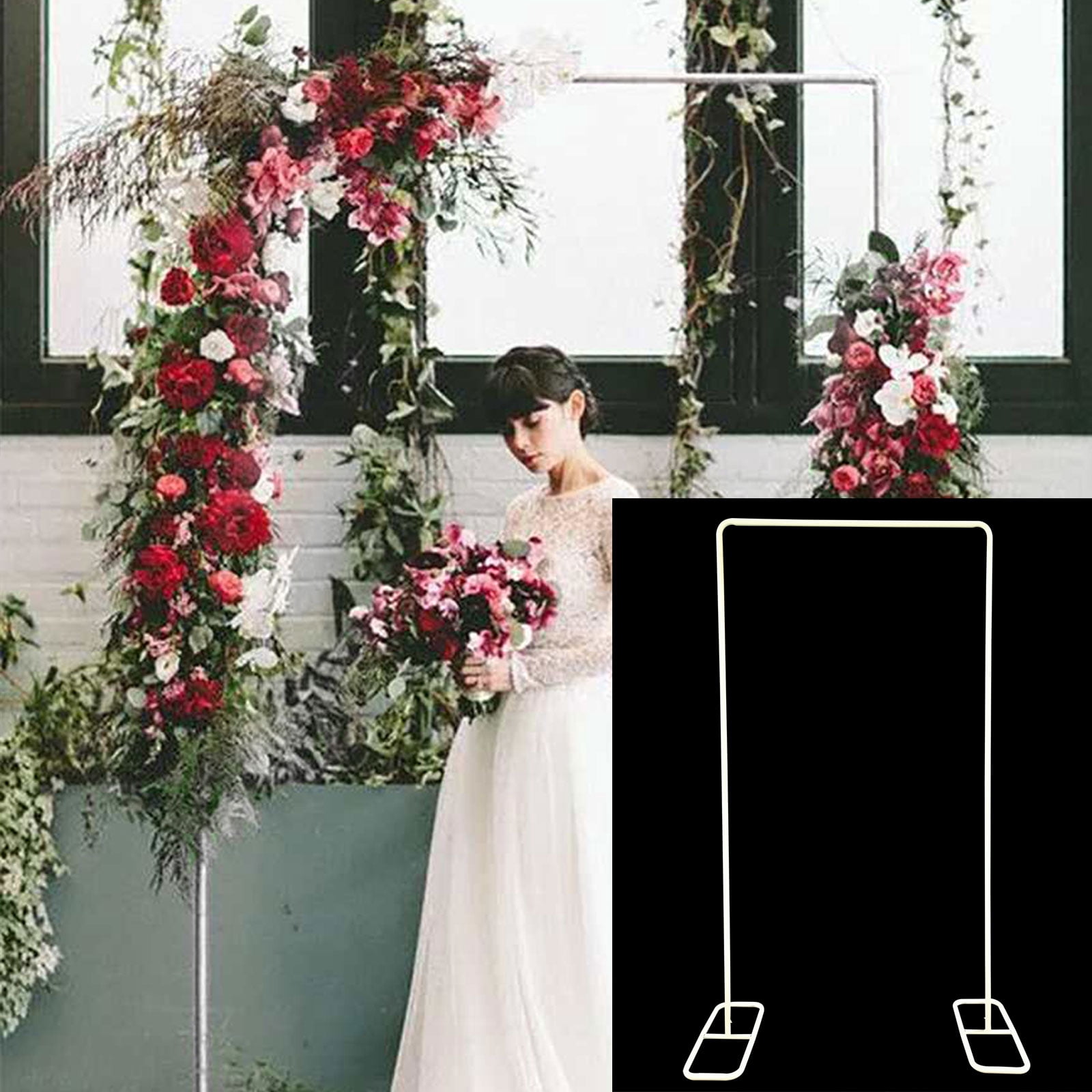 Dwellnix Wedding Arch Backdrop Stand Metal Wedding Archway Ceremony ...