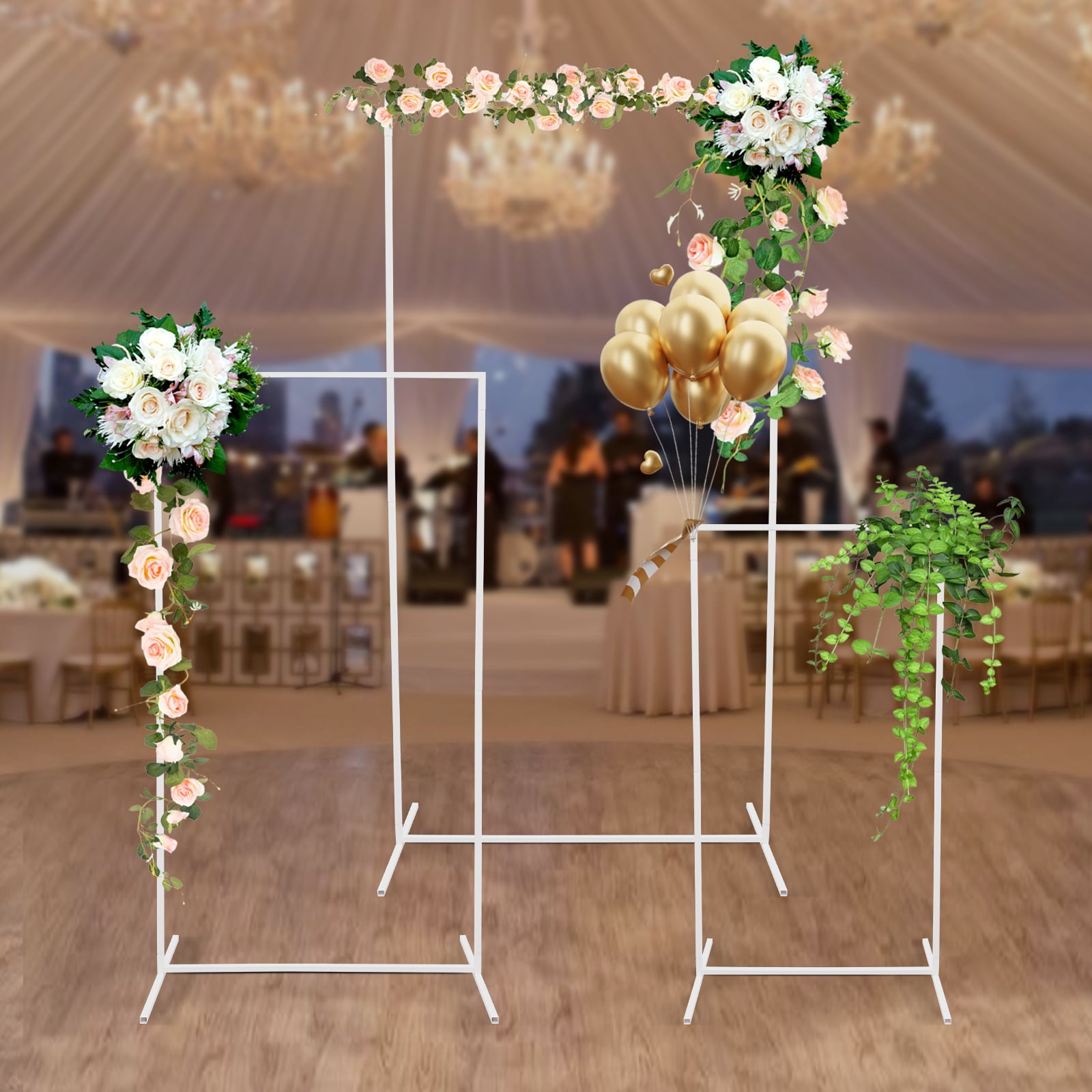 ChicHomey Wedding Arch Stand Set of 3, Gold and White Steel Tubes for ...