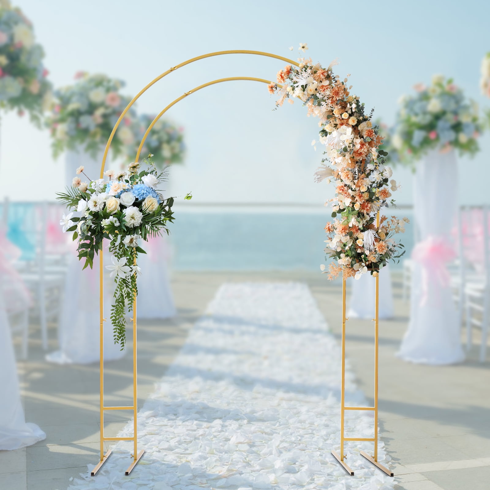 Dwellnix Wedding Backdrop Archway Stand Metal Arch Flower Frame Decor W ...