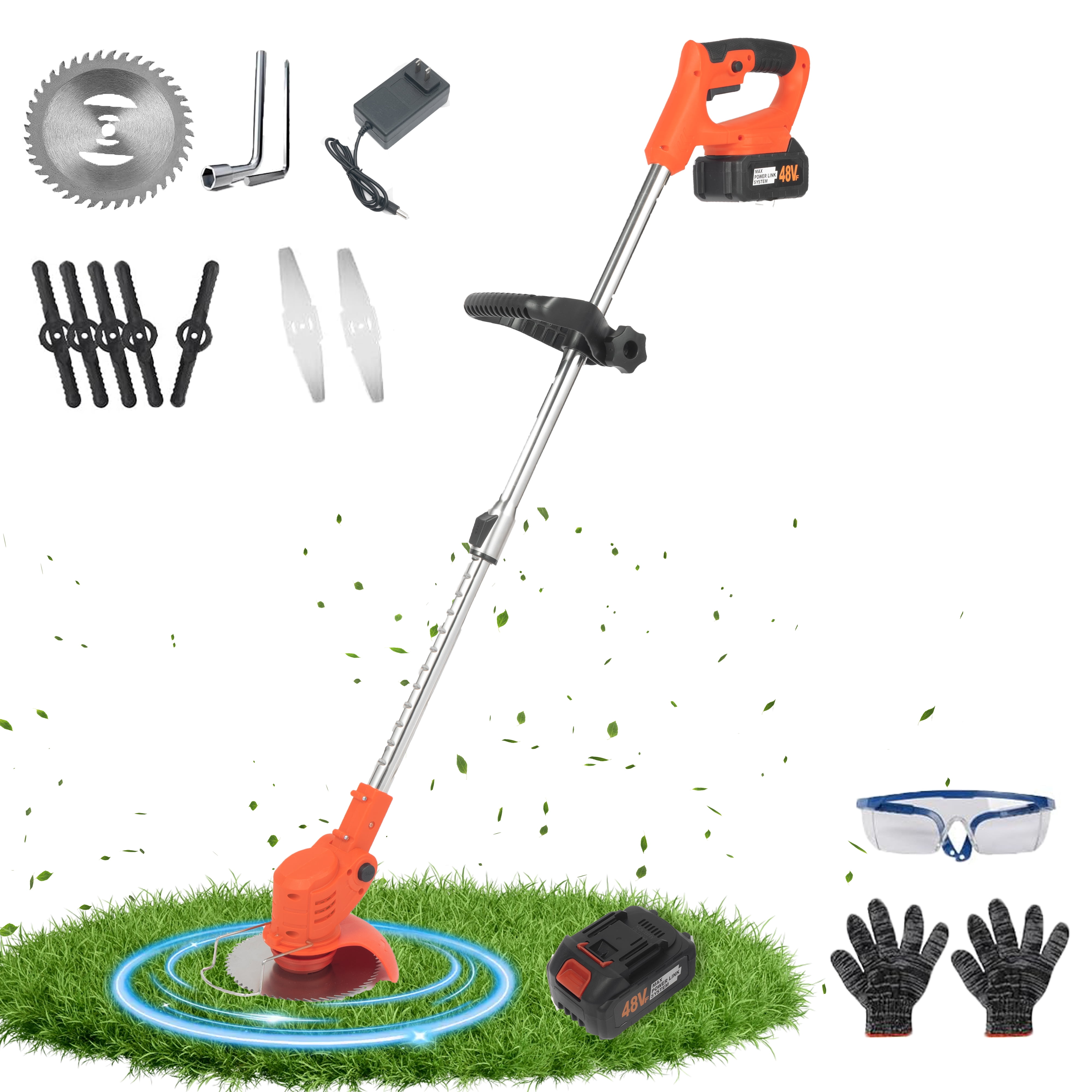 ChicHomey Weed Wacker and String Trimmer, 21V Batteries, 3 Blades ...