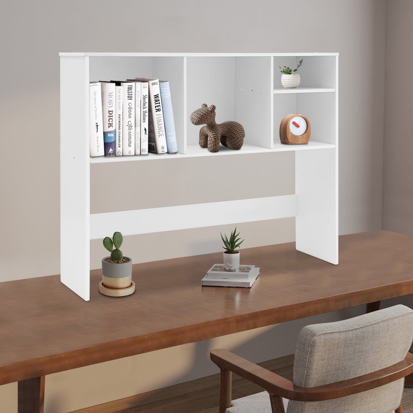 ChicHomey White PVC Desktop Storage Shelves, 6-Tier Desk Bookshelf ...