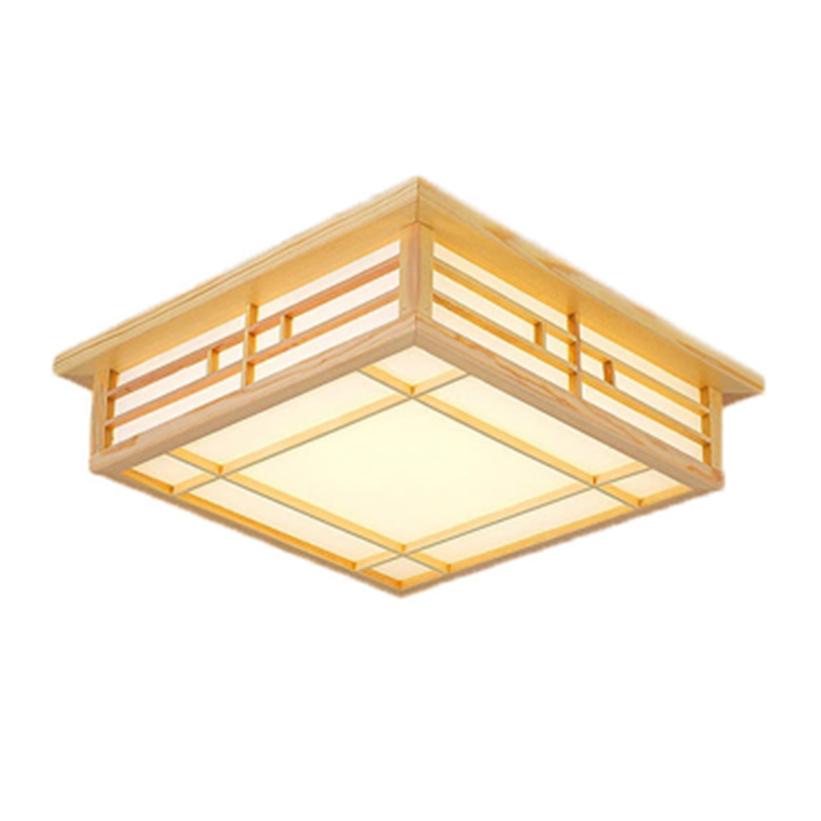 ChicHomey Wood Square Tatami LED Ceiling Light Fixture Chinese Japanese ...