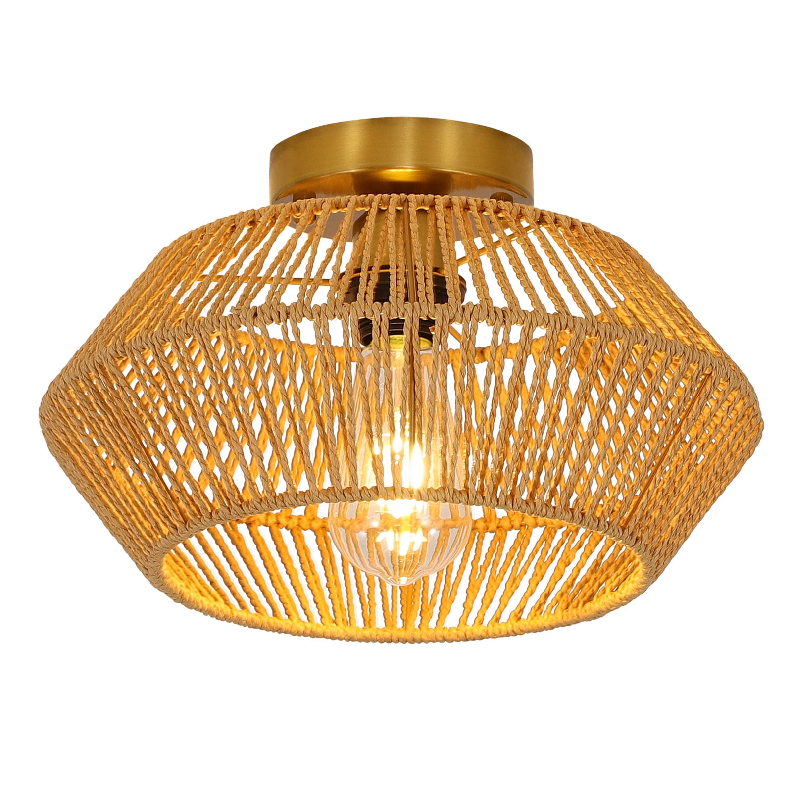 ChicHomey Woven Rattan Ceiling Light Ceiling mounted Modern Asian Style ...
