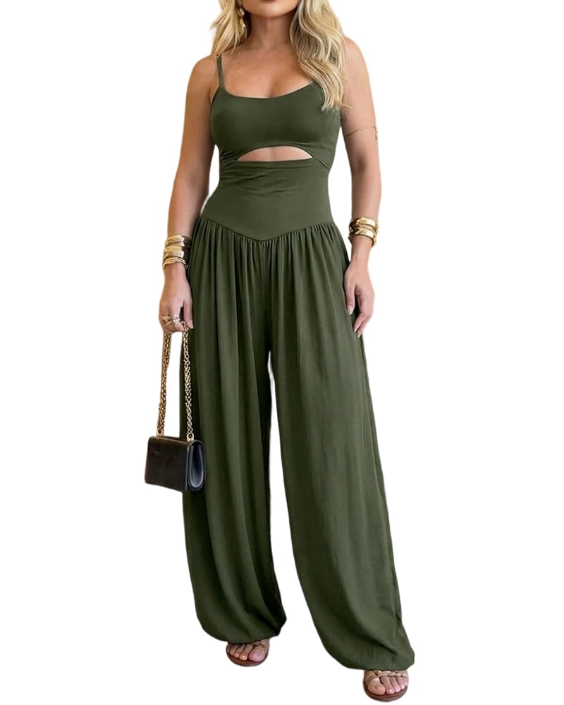 ChicMe Jumpsuits For Women Spaghetti Strap Sleeveless Cut-Out Waist ...