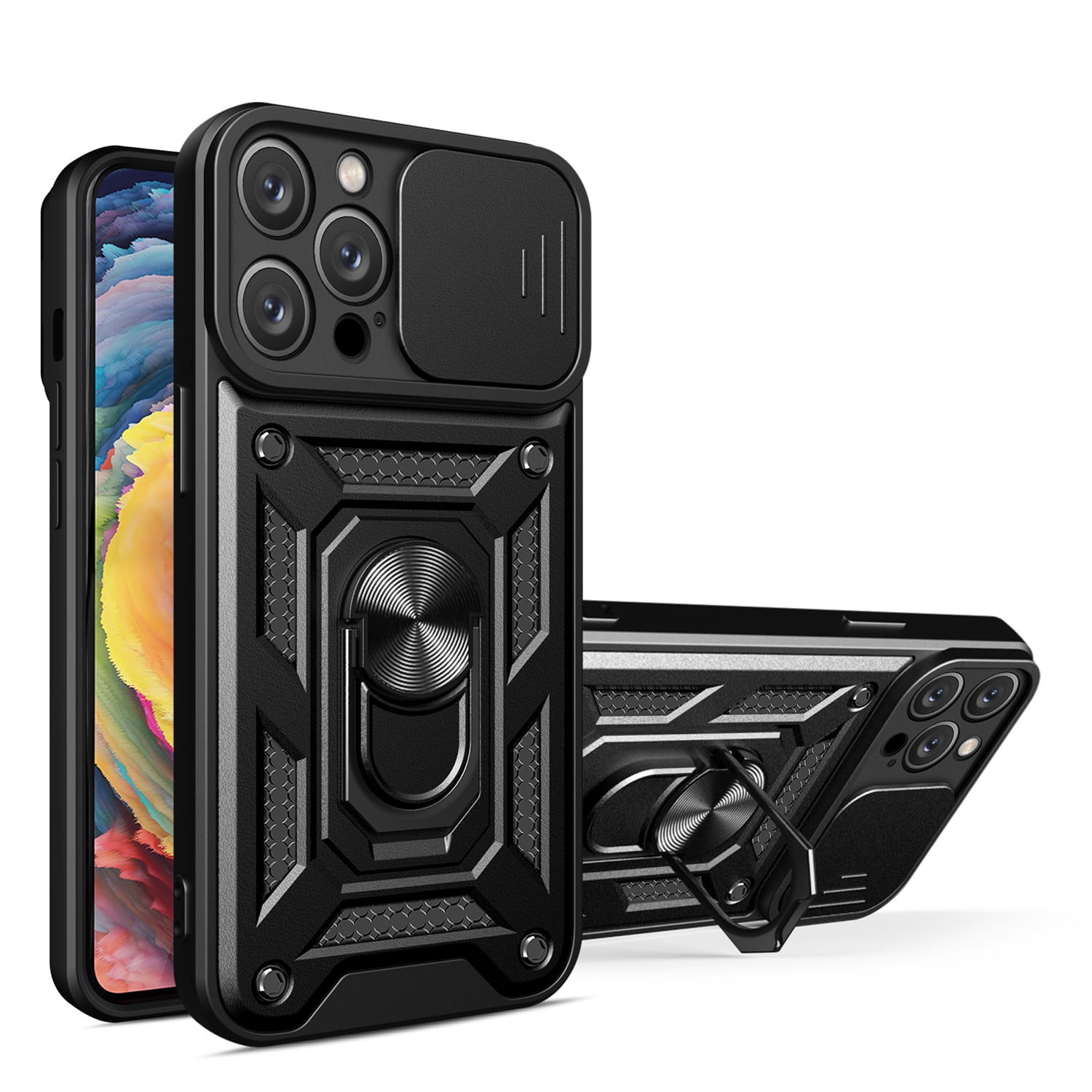 ChicShell Case for iPhone 16, Built-in Slide Lens Cover [Rotated Ring ...