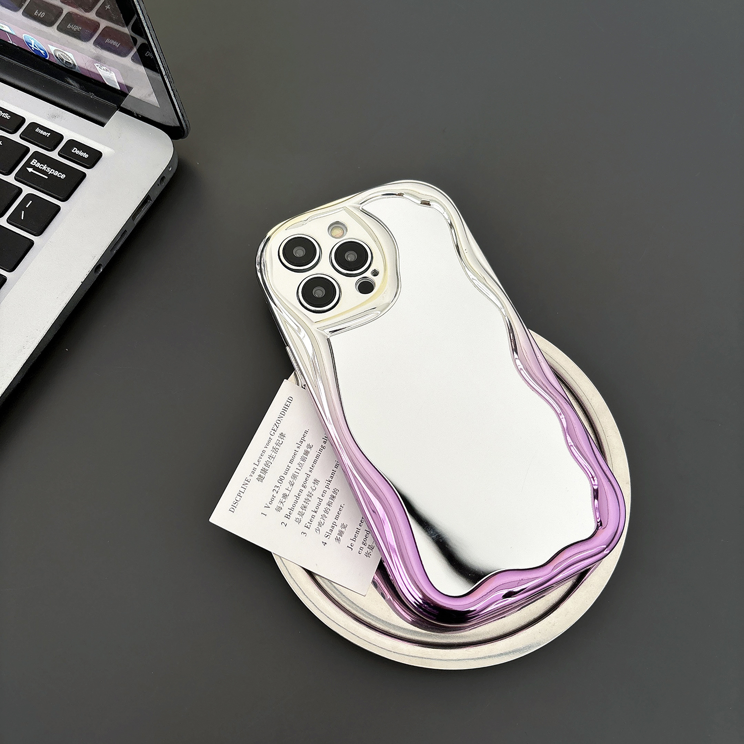 ChicShell Compatible for iPhone 12 Mirror Case, Curly Wave Frame Shape ...