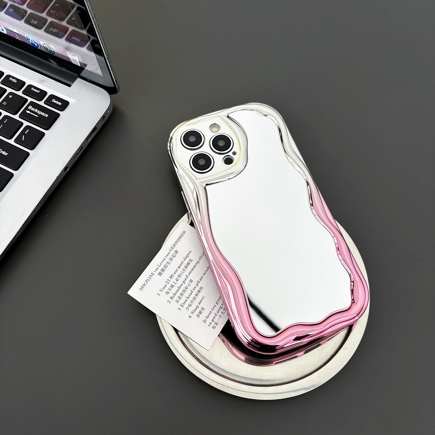 ChicShell Compatible for iPhone 12 Mirror Case, Curly Wave Frame Shape ...