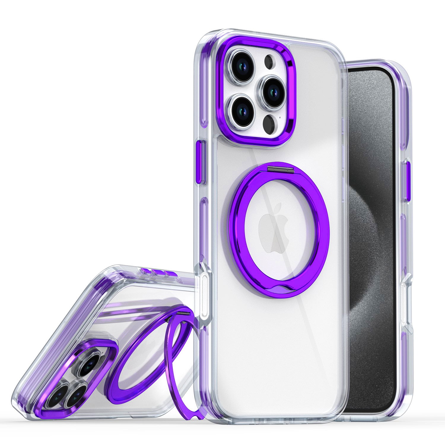 ChicShell Compatible with iPhone 16 Case,Built-in 360°Rotate Ring Stand ...