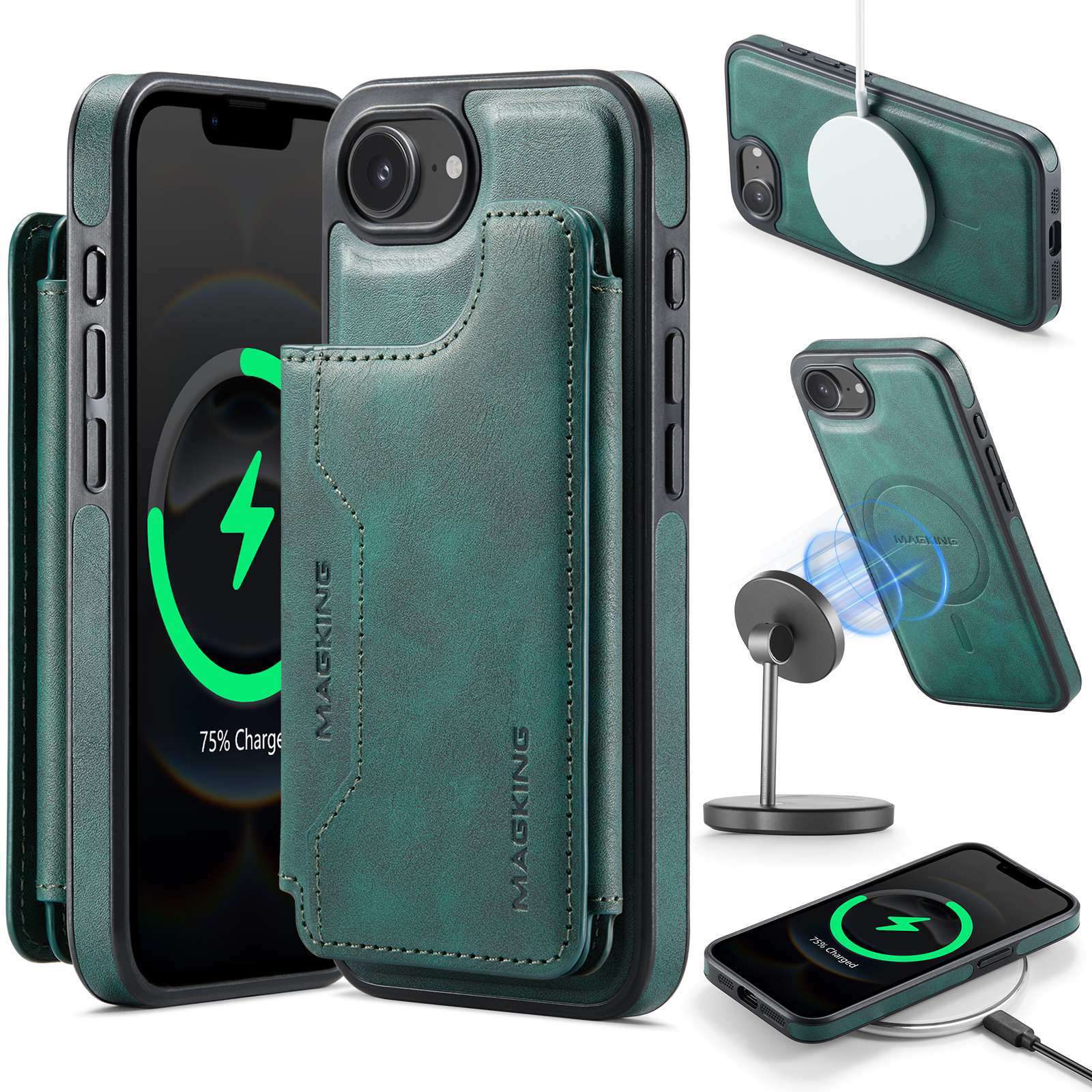 ChicShell Wallet Case for iPhone 16e with Detachable Cards Holder, Slim ...