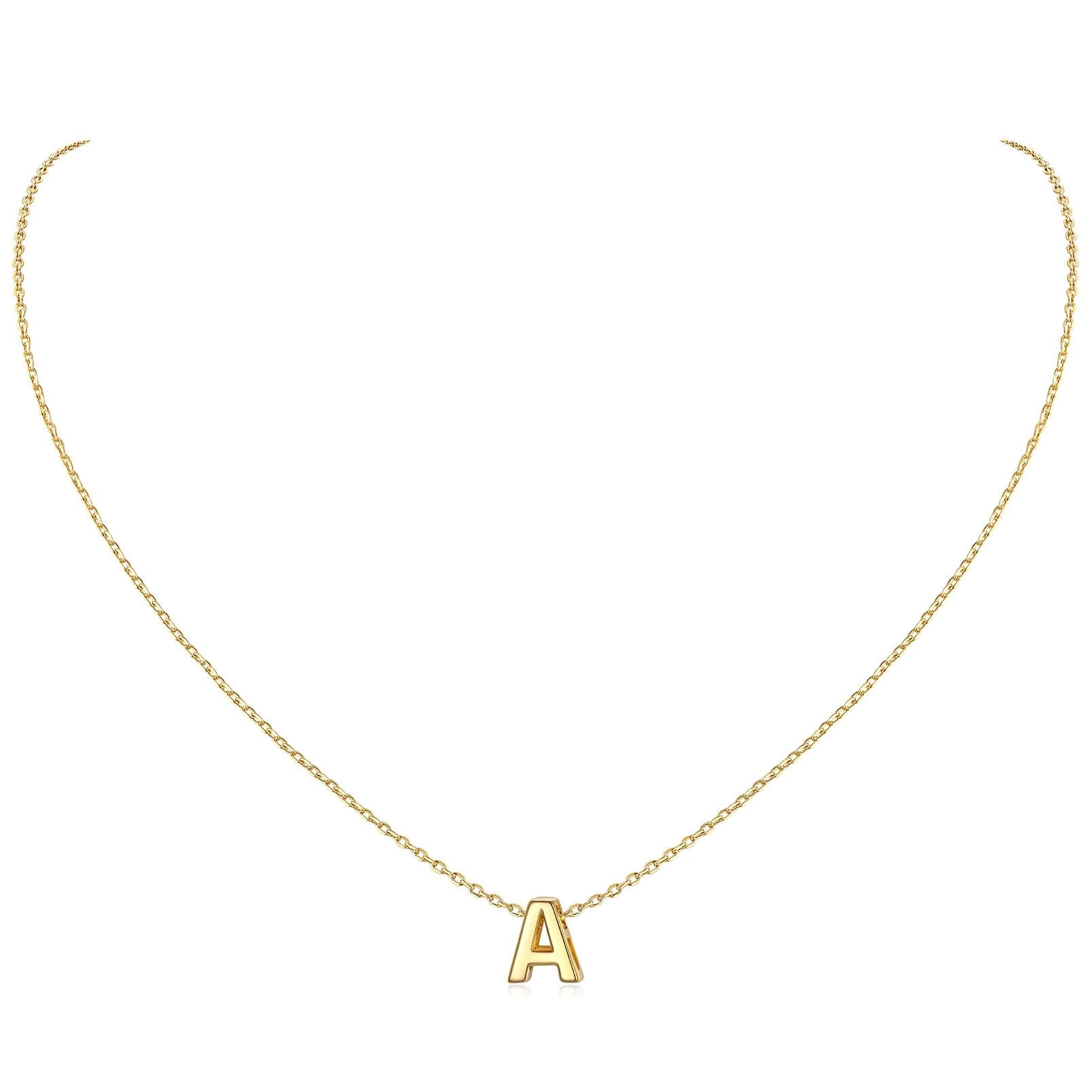 ChicSilver Gold Plated Sterling Silver Initial Necklace, Letter A, for ...