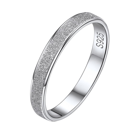 ChicSilver 925 Sterling Silver Minimalist Sandblast Wedding Band, 3mm ...