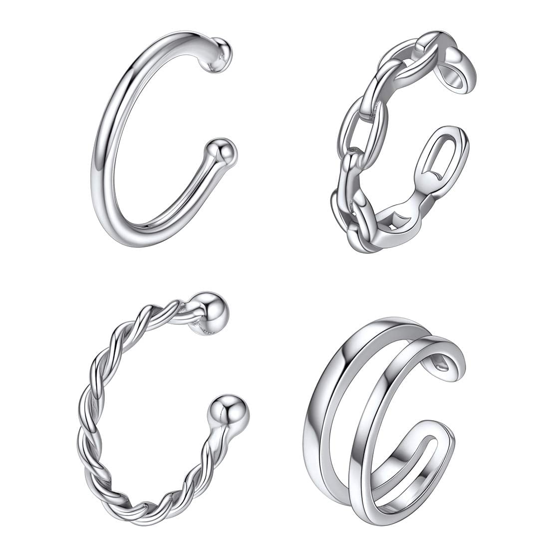 ChicSilver 4Pcs Ear Cuffs for Non-Pierced Ears, Various Styles Women ...