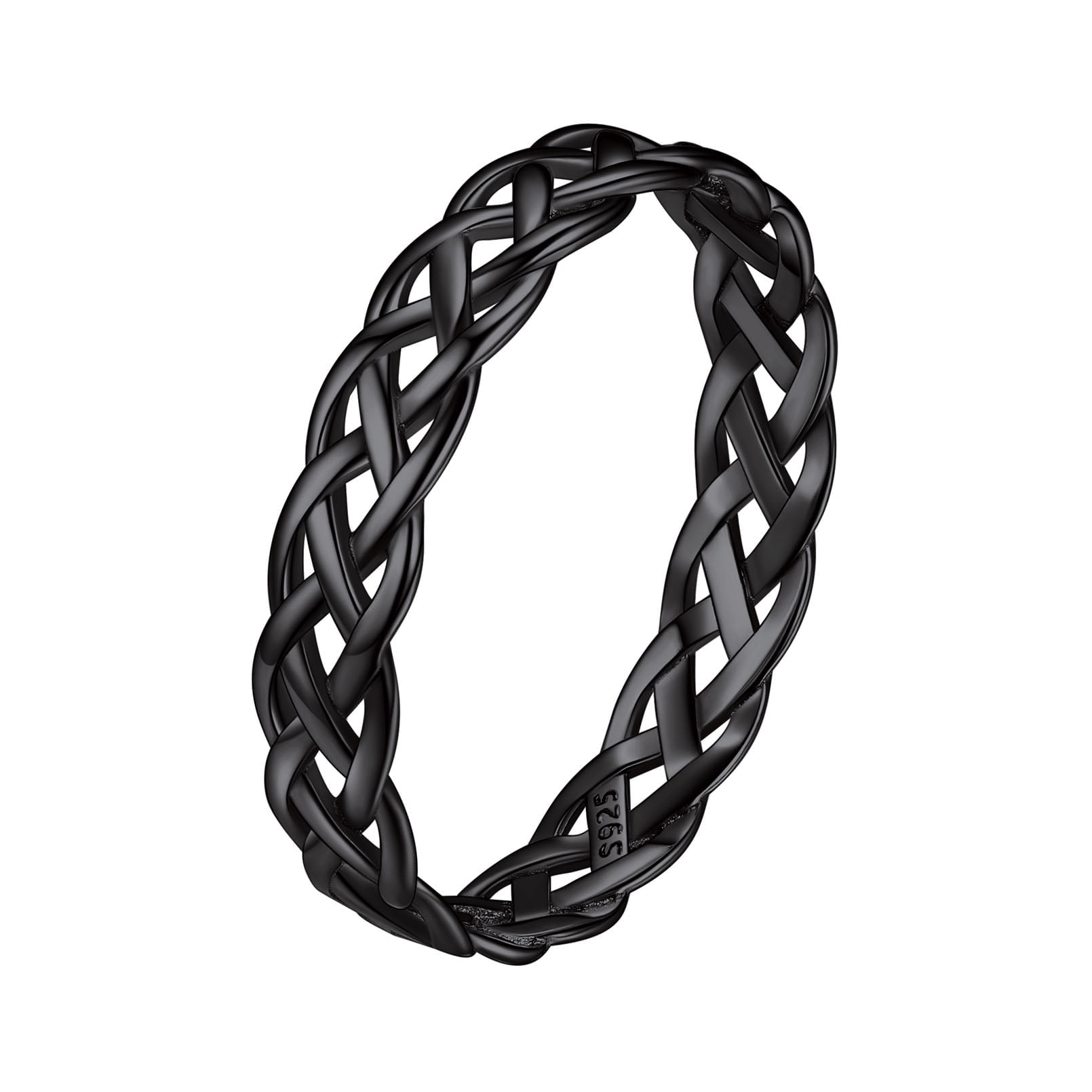 ChicSilver 4mm Black Sterling Silver Celtic Knot Wedding Band Eternity ...