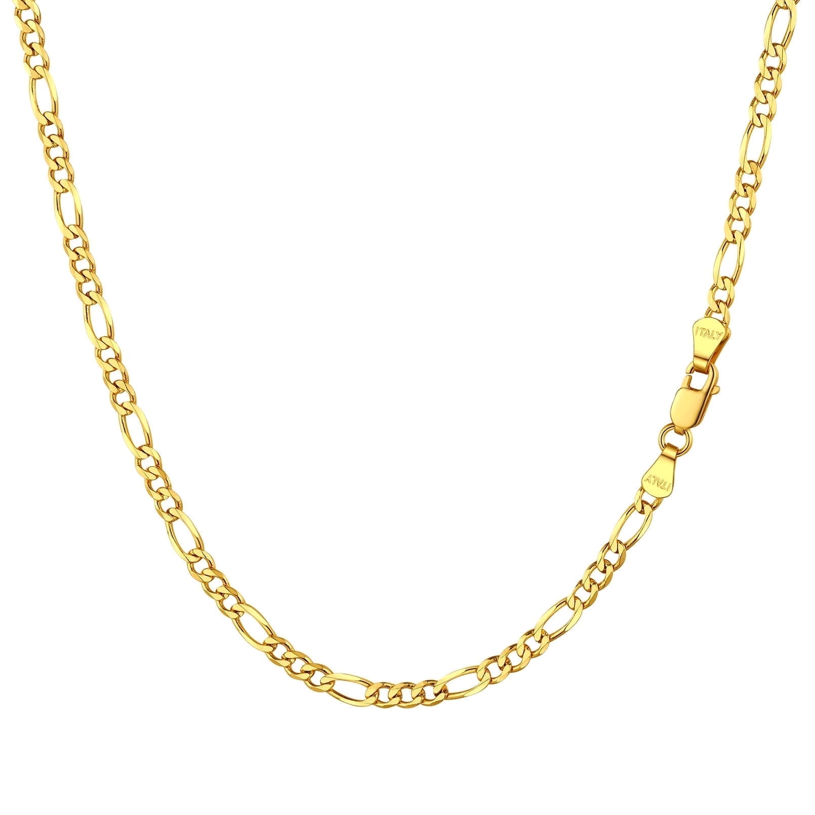 ChicSilver 3mm Figaro Chain 14K Gold Plated in 925 Sterling Silver ...
