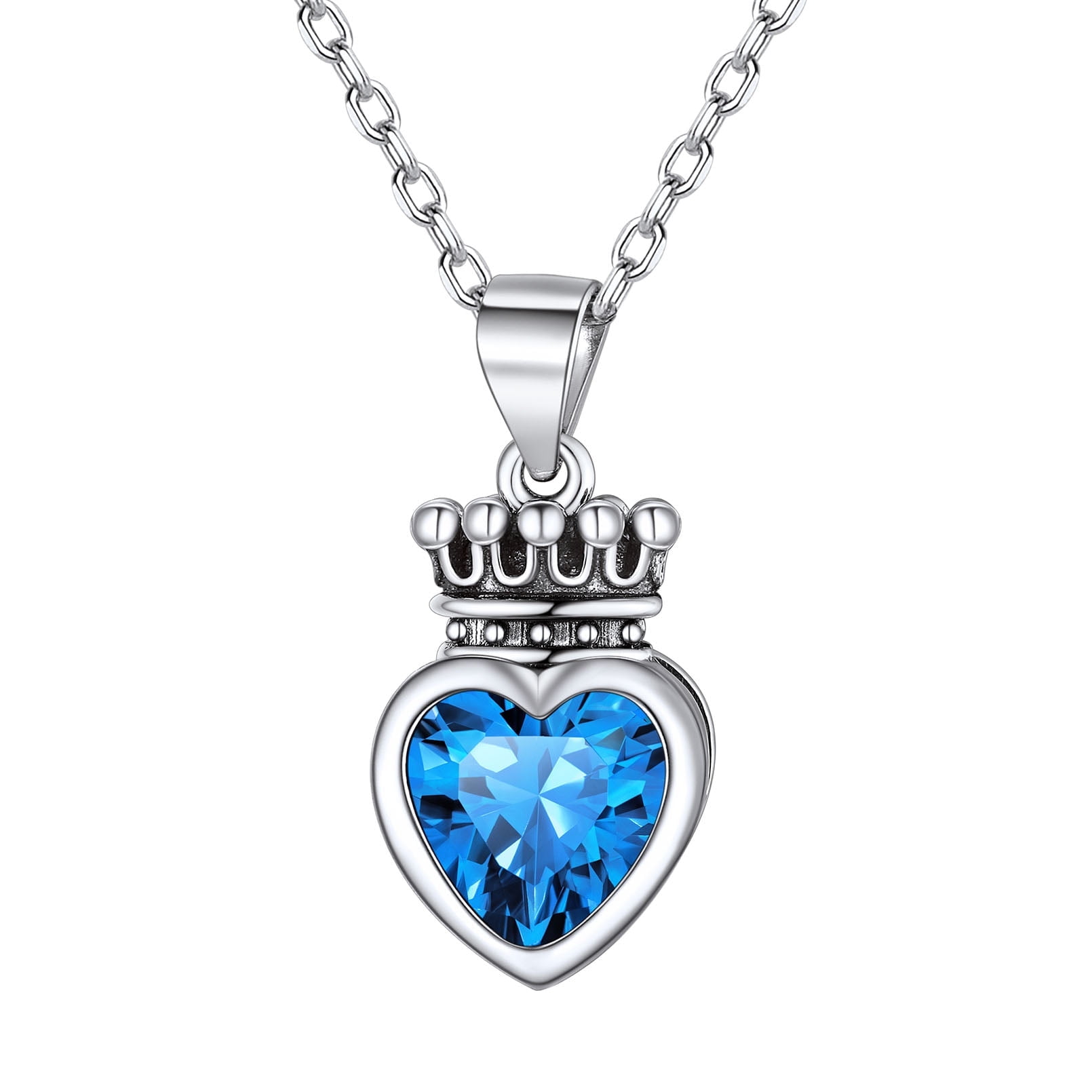 ChicSilver 925 Sterling Silver Crown Necklace December Heart Pendant ...
