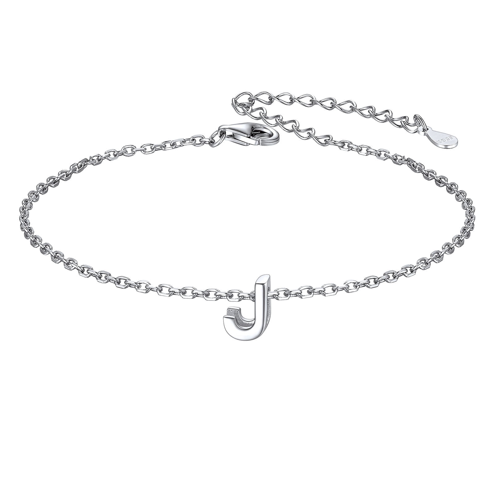 ChicSilver 925 Sterling Silver Initial Bracelets Adjustable Chain ...