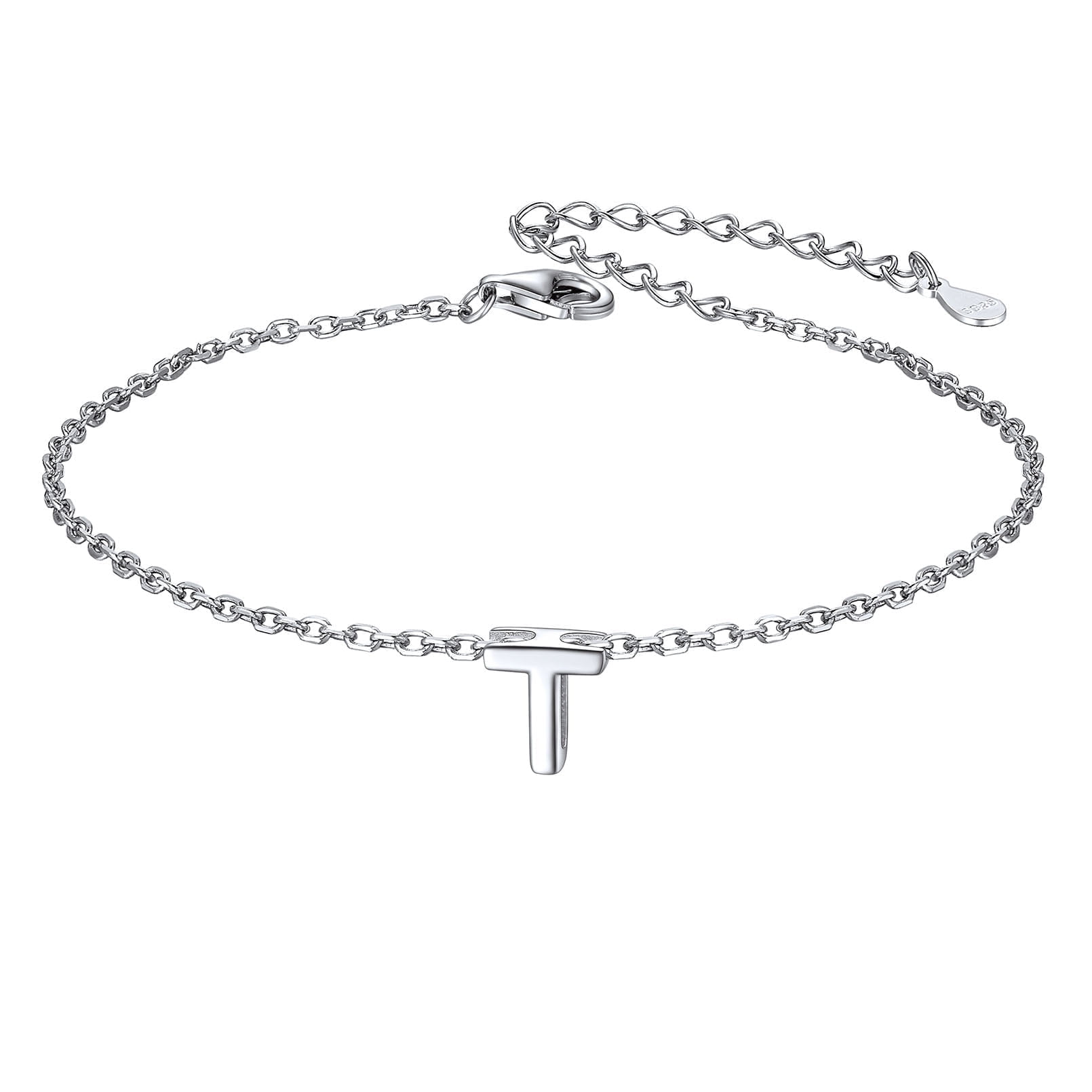 ChicSilver 925 Sterling Silver Initial Bracelets Adjustable Chain ...
