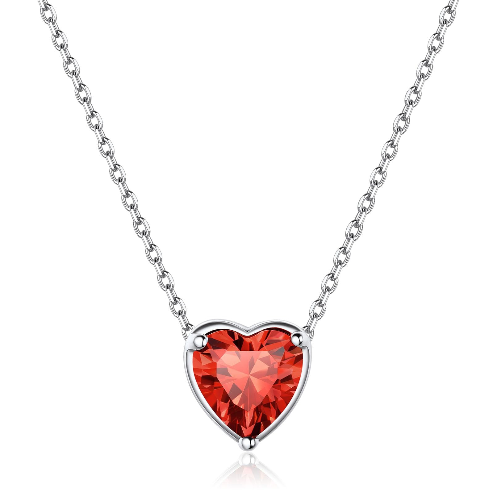 ChicSilver 925 Sterling Silver July Ruby Birthstone Necklace Birthday ...