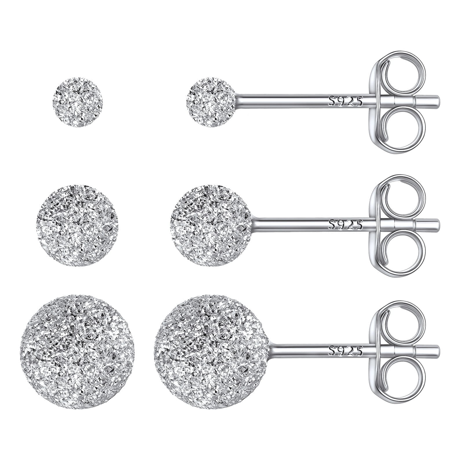 ChicSilver 925 Sterling Silver Matte Ball Stud Earrings for Women Men ...