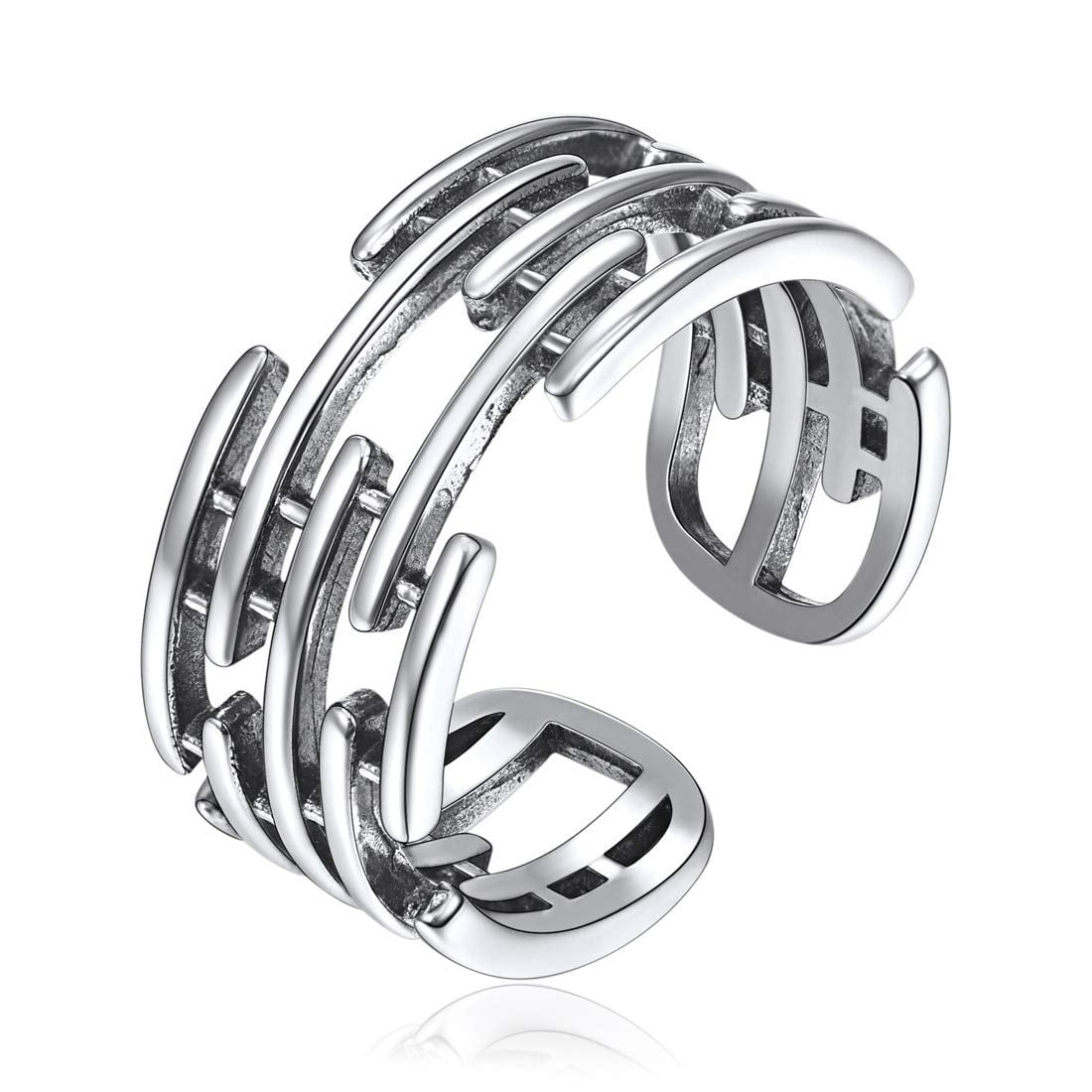 ChicSilver 925 Sterling Silver Stackable Rings Vintage Triple Lines ...
