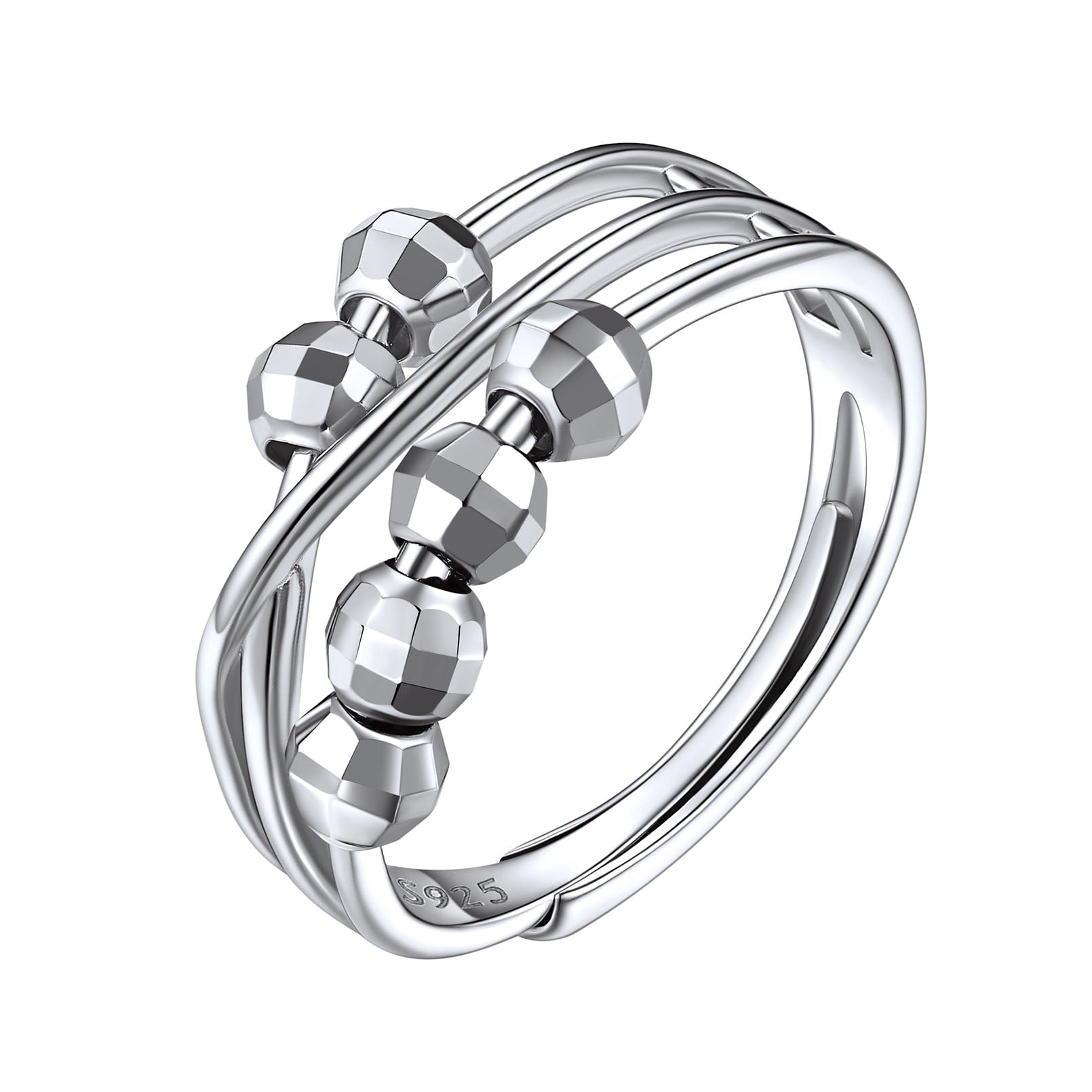 ChicSilver 925 Sterling Silver Spinner Anxiety Relief Ring with Laser ...
