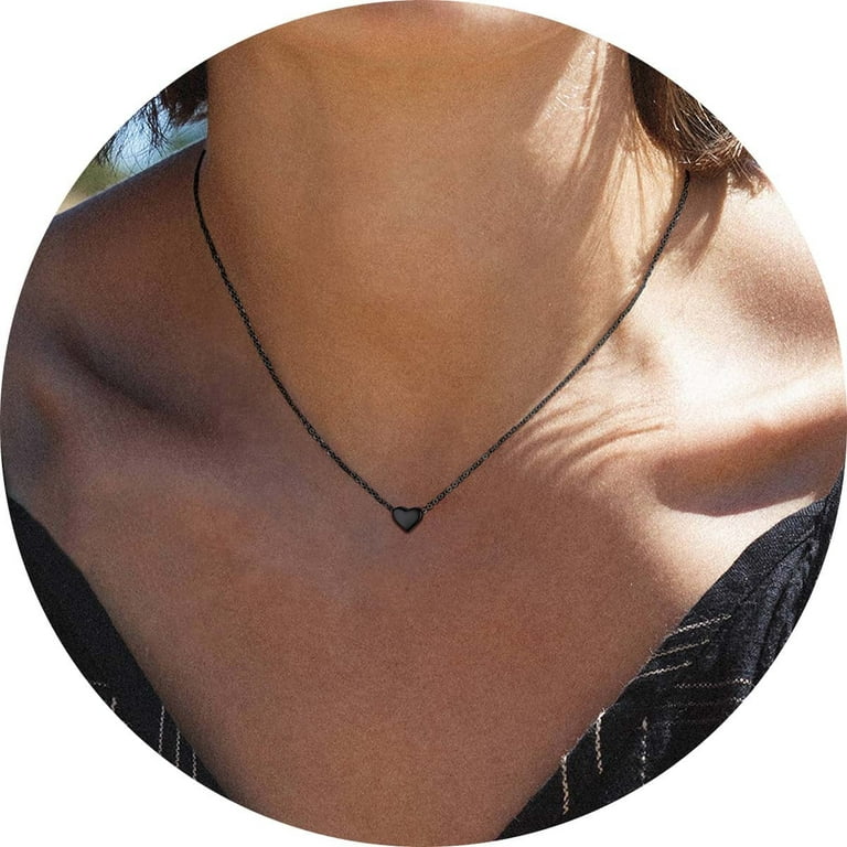 Dainty black necklace store
