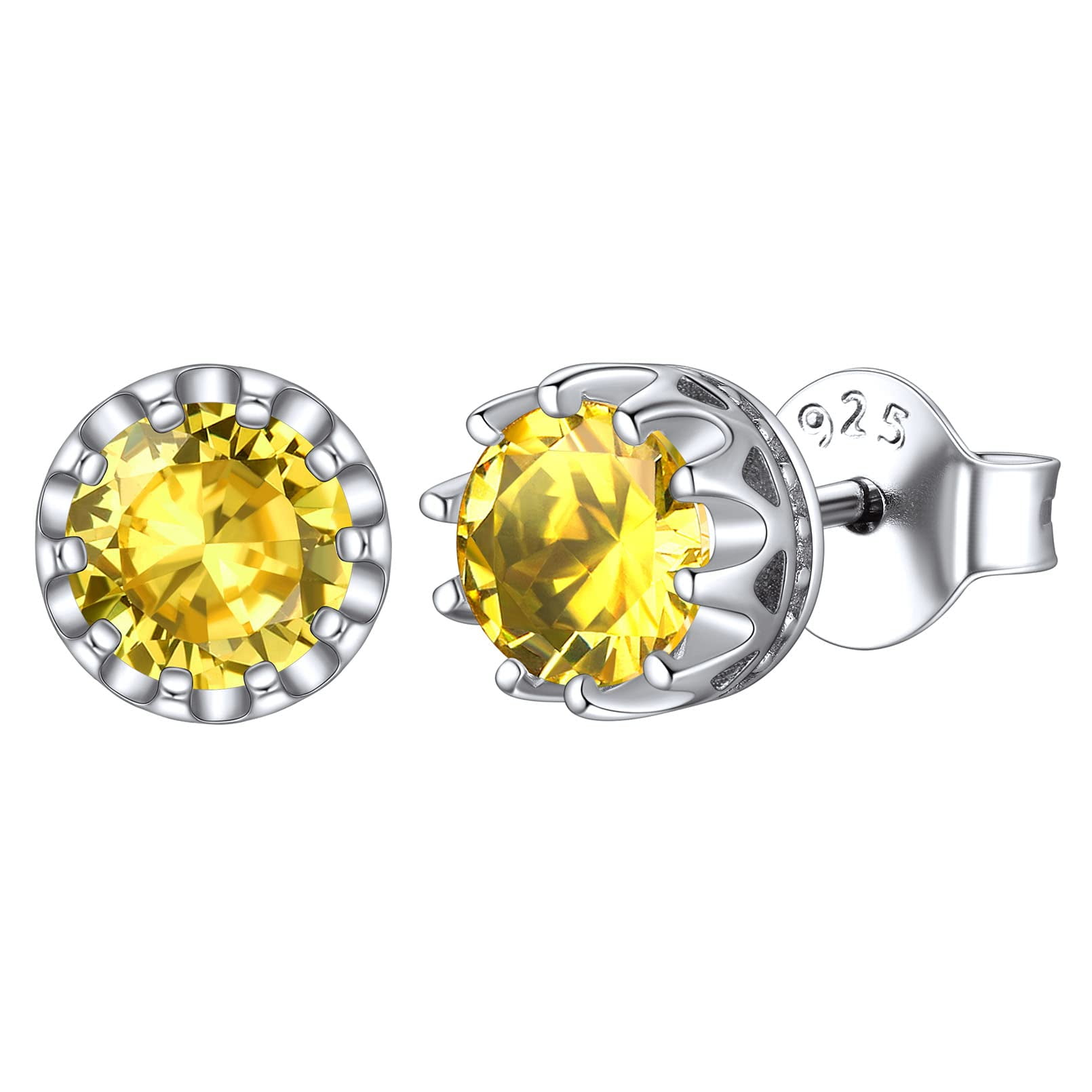 ChicSilver Crown Stud Earrings in Sterling Silver, 5MM November ...