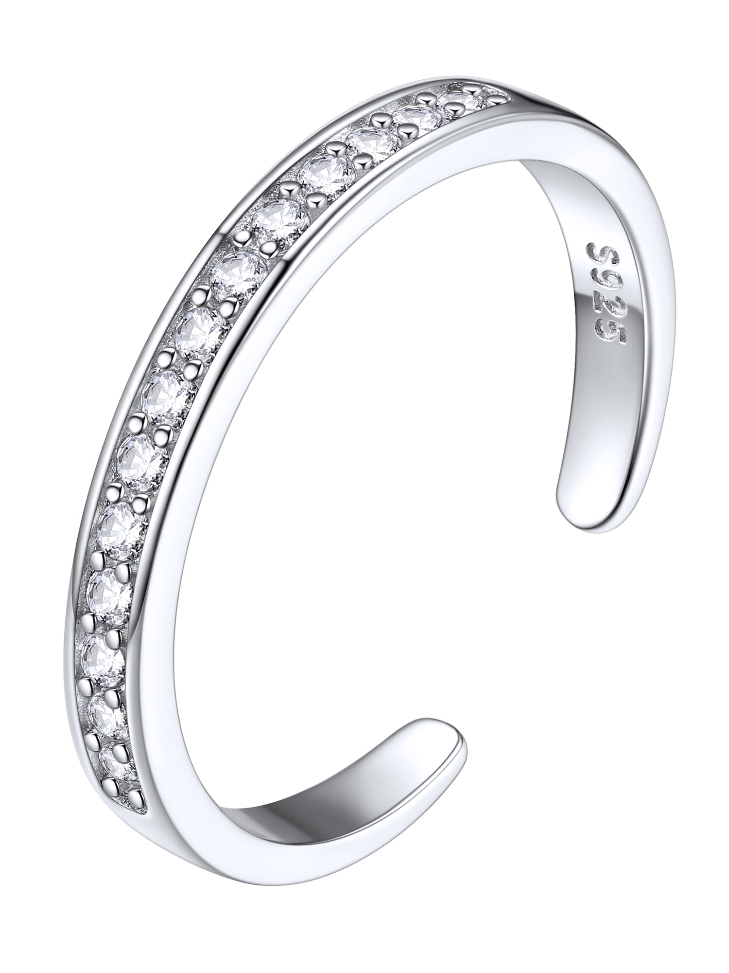 ChicSilver Adjustable Open Ring, Sterling Silver, Cubic Zirconia ...