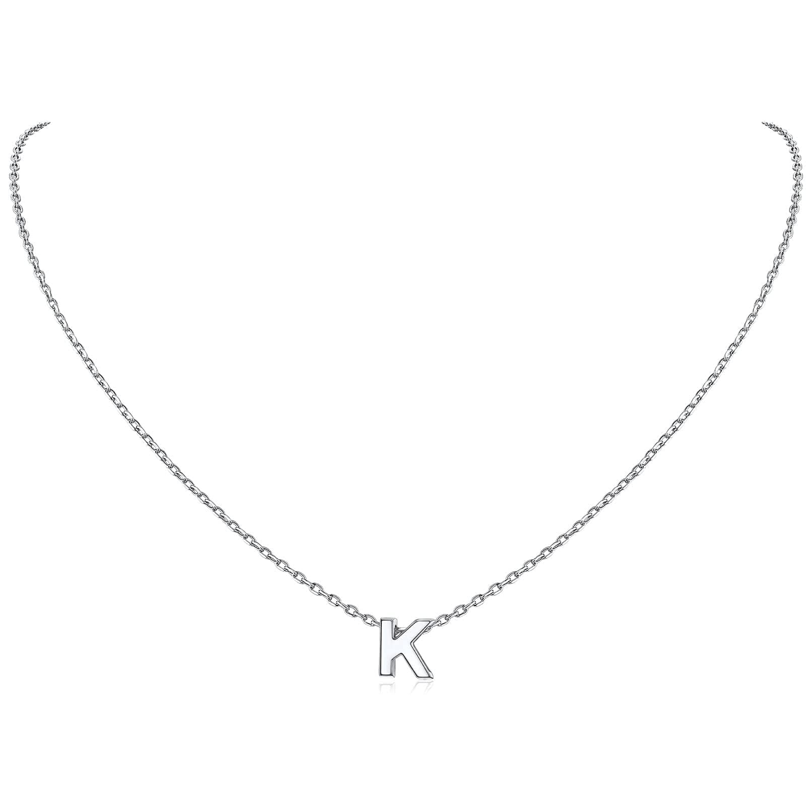 ChicSilver Women's Initial Necklace, 925 Sterling Silver, Letter K ...
