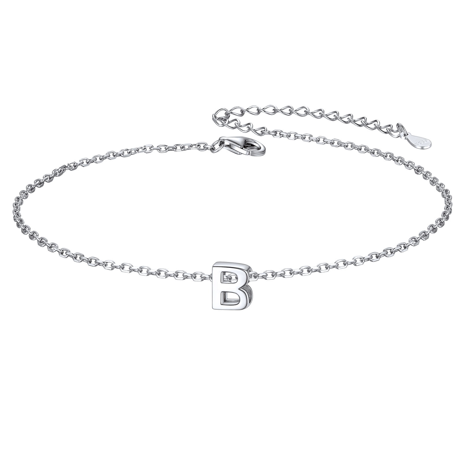 ChicSilver Initial Ankle Bracelets for Women 925 Sterling Silver Letter ...