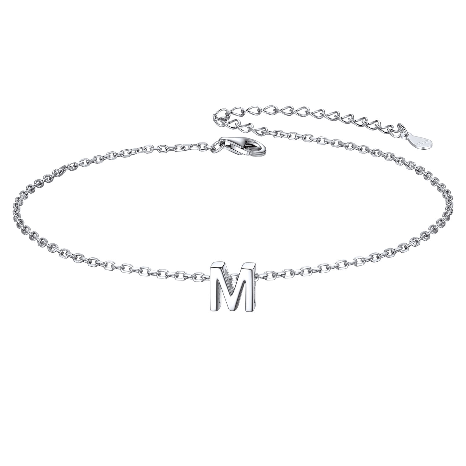 ChicSilver Initial Ankle Bracelets for Women 925 Sterling Silver Letter Anklets Beach Foot Chain ...