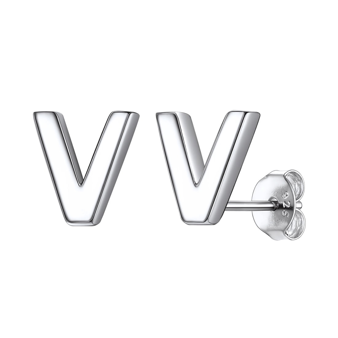 ChicSilver Minimalist 925 Sterling Silver 26 Letters A-Z Stud Earrings ...