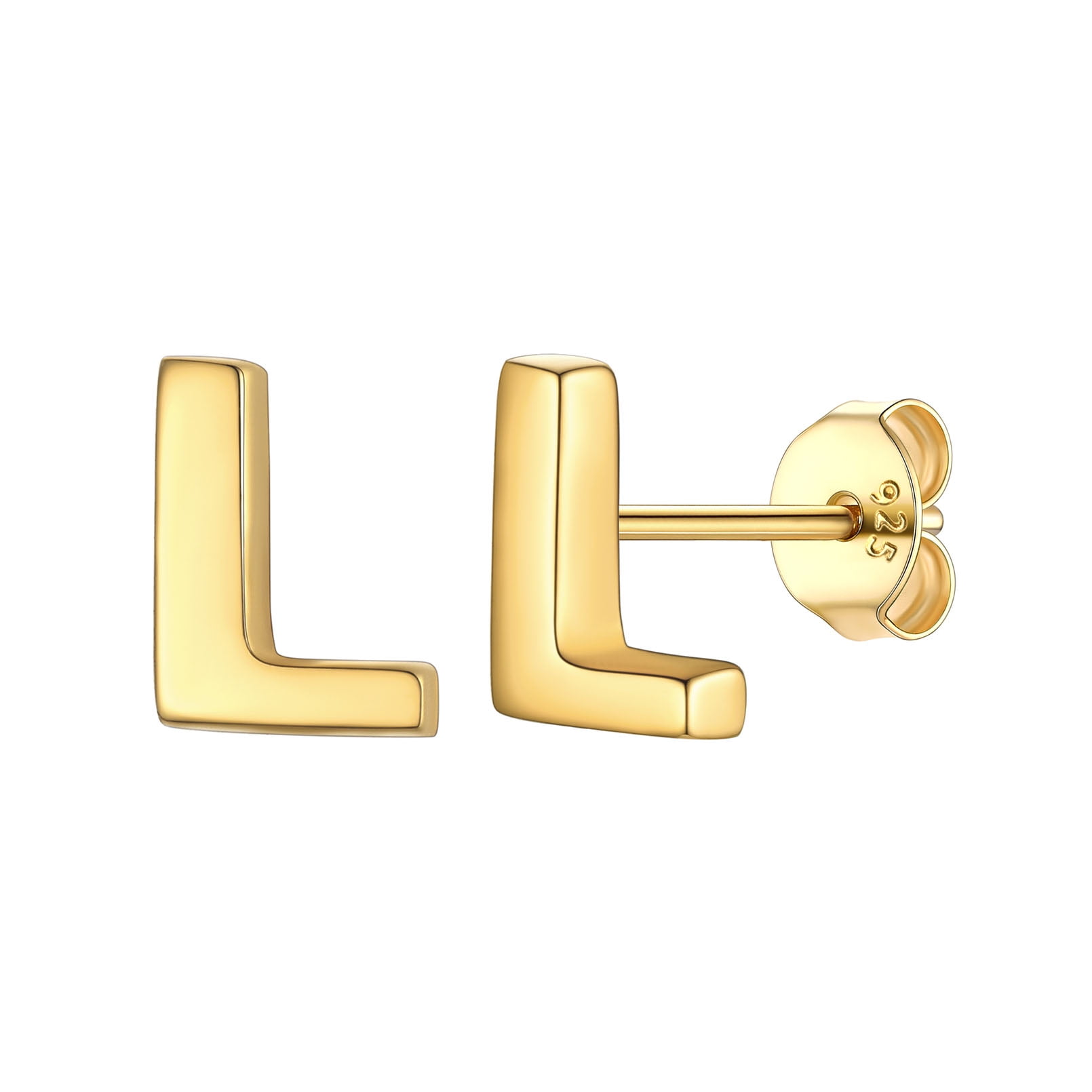 Chicsilver S925 Sterling Silver A Z Initial Letter Stud Ear Earrings
