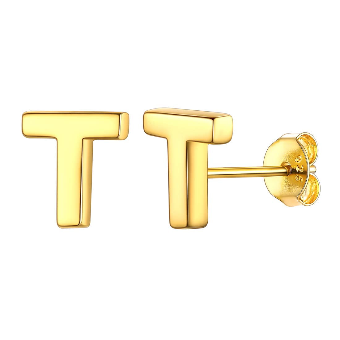 Chicsilver Initial Stud Earrings For Women 14k Gold Plated