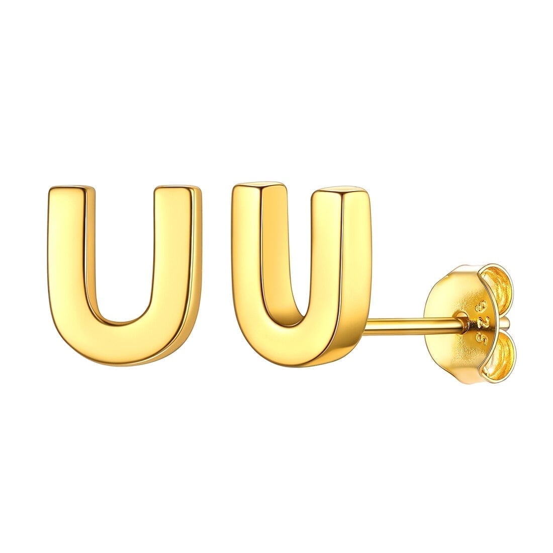 ChicSilver Letter U Earrings for Women 14K Gold Plated Alphabet A-Z ...