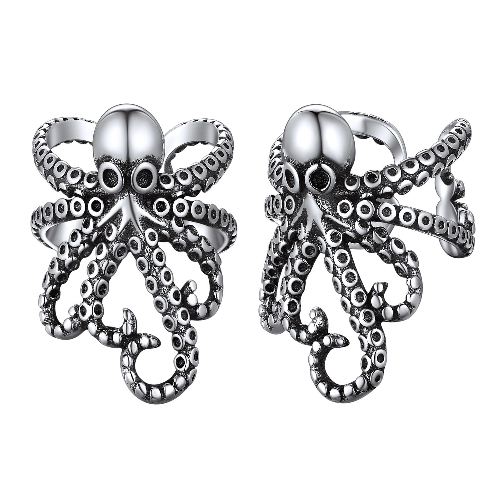 ChicSilver Octopus Ear Cuff Clip-On Earrings, Hypoallergenic 925 ...