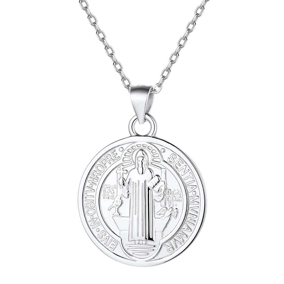 ChicSilver Saint Benedict Cross Necklace Round Coin Medallion Necklace ...