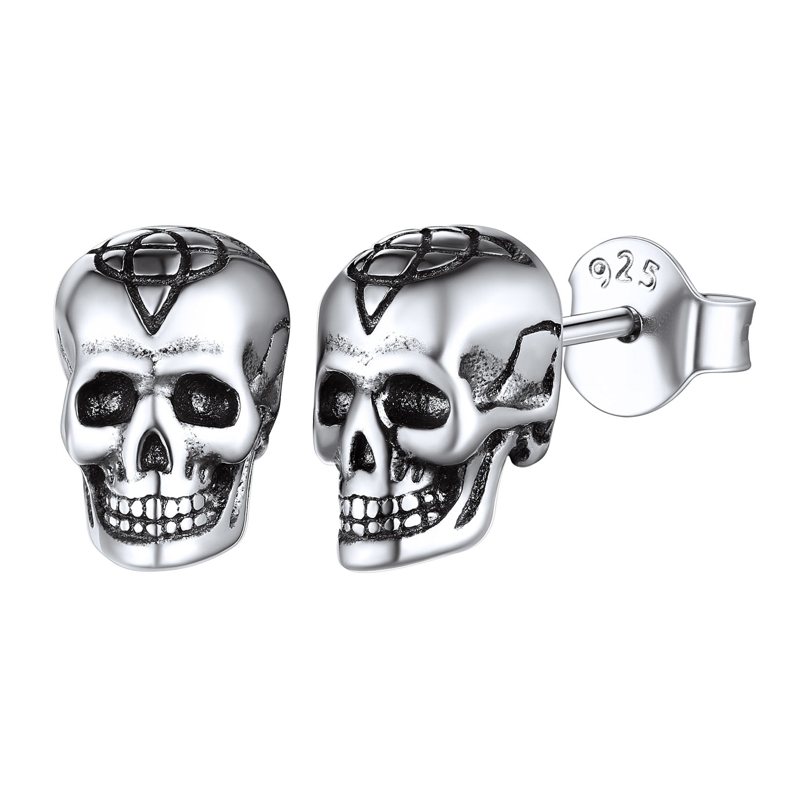ChicSilver Skull Head Earrings Hypoallergenic Sterling Silver Skeleton ...